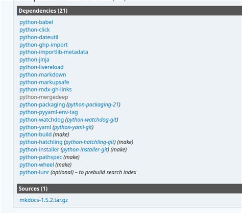 dependency issue with mkdocs pacman and aur helpers endeavouros