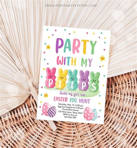 Editable Easter Egg Hunt Invitation Easter Peeps Invitation Easter