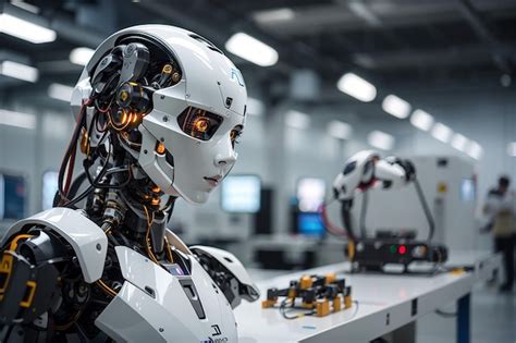 premium ai image ai robotics prototyping center futuristic science lab background wallpaper