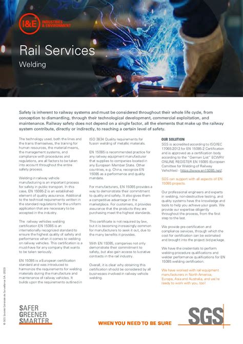 Rail Services Welding Sgs Document Railway News