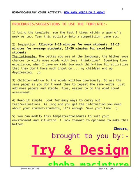 Doc Word Count Activity And Assessment Dokumentips