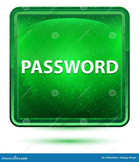 Password Neon Light Green Square Button Stock Illustration