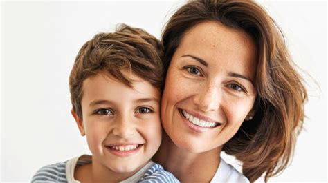 A Mother And Son Pose For A Photo Premium Photo