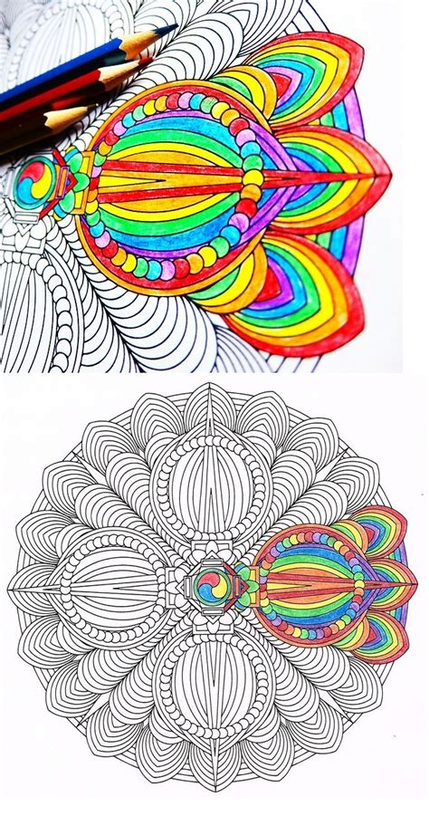 Rainbow Mandala Coloring Pages