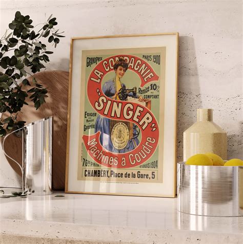 Vintage Sewing Machine Poster Generosa Home And Living
