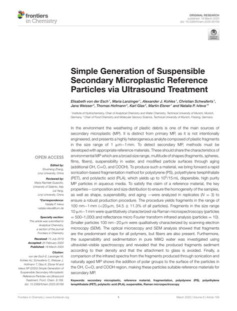 Pdf Simple Generation Of Suspensible Secondary Microplastic Reference