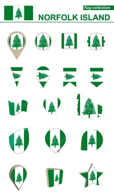 Premium Vector Norfolk Island Flag Collection Big Set For Design