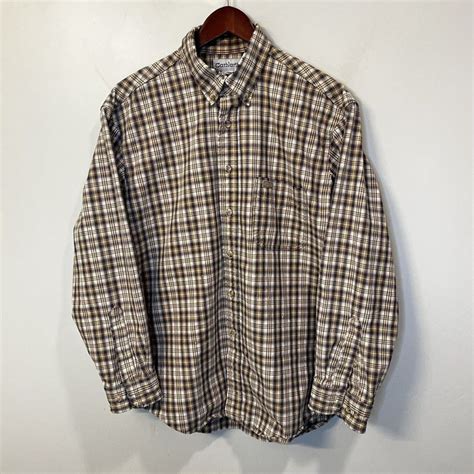 Vintage Carhartt Brown Plaid Button Up Long Sleeve Collared Shirt Grailed