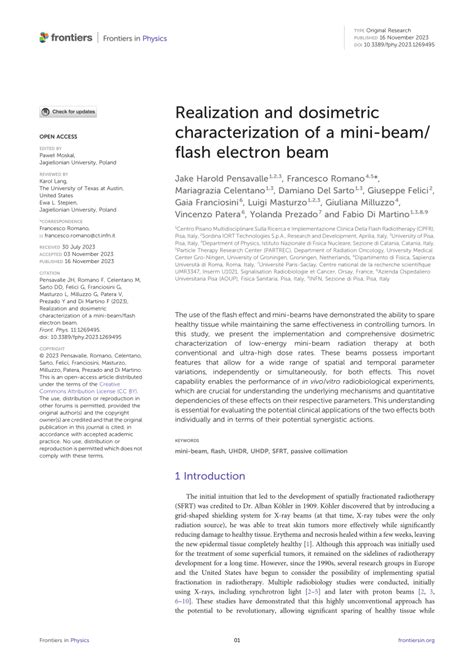 Pdf Realization And Dosimetric Characterization Of A Mini Beam Flash Electron Beam