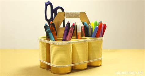 Organizador Reciclado Con Latas Y Cartón Papelisimo