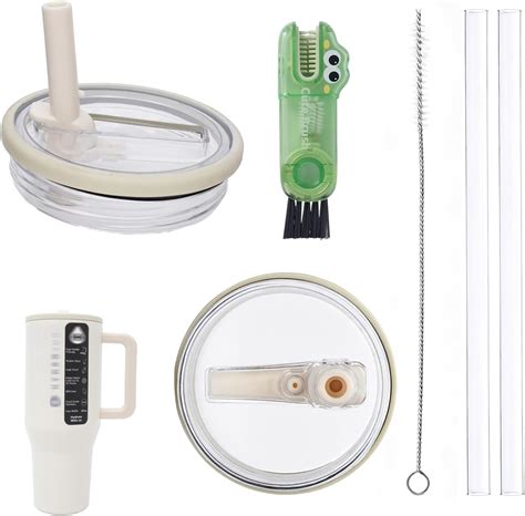 Canbeyond 2pcs Cream Flip Straw Lid Compatible With