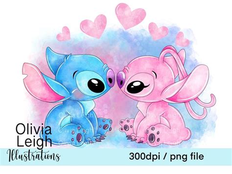 Cute Clipart Stitch And Angel Png Sublimation Files Digital Download