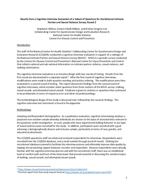 Fillable Online Results From A Cognitive Interview Evaluation Of A