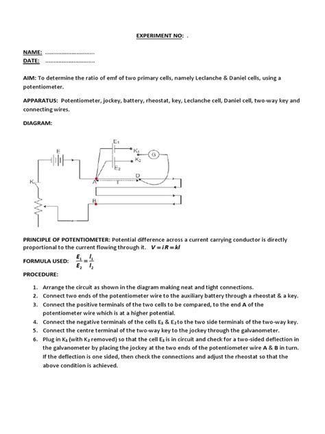 Comparison Of Emf Potentiometer Pdf Force Electrical Components