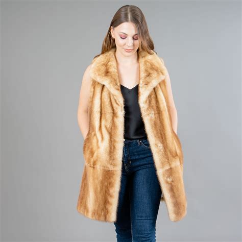 Mink Fur Vest In Golden Color Exceptional Fur Quality Efurs