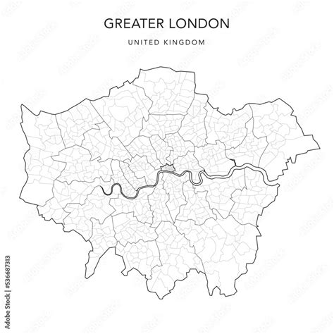 Vecteur Stock Administrative Map Of The Greater London With Ceremonial