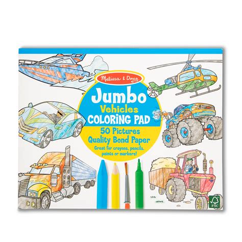 Jumbo Coloring Pad Vehicles Melissa And Doug