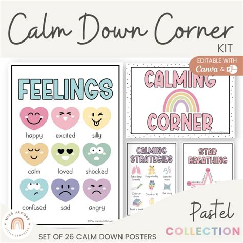Pastel Calm Down Corner Kit Printables Self Regulation And Coping