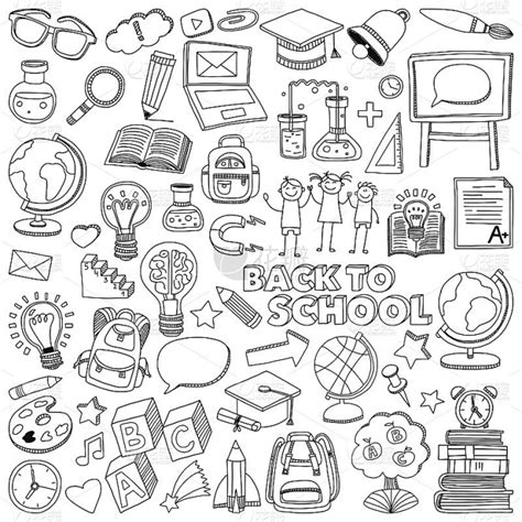 回到学校涂鸦集。线性的图标素材 花瓣网