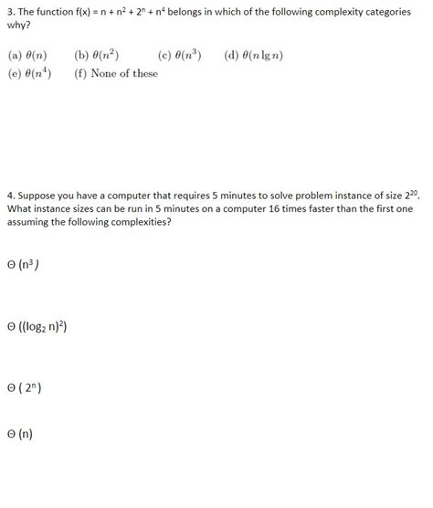 Solved 3 The Function Fxnn22nn4 Belongs In Which Of