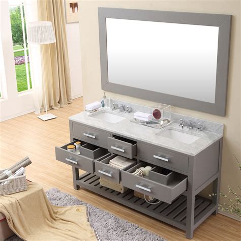 60 Inch Gray Finish Double Sink Bathroom Vanity