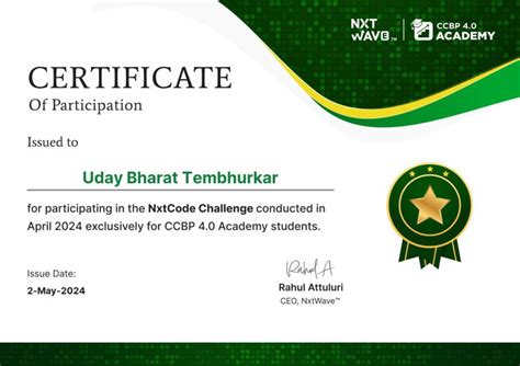 Uday Tembhurkar On Linkedin Achievement Coding Goals Nxtcode21daychallenge Nxtwave Ccbp