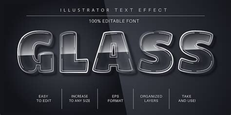 Premium Vector Glass Text Effect Font Style