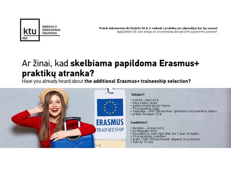 Additional Erasmus Traineeship Selection Faculty Of Electrical And Electronics Engineering Ktu