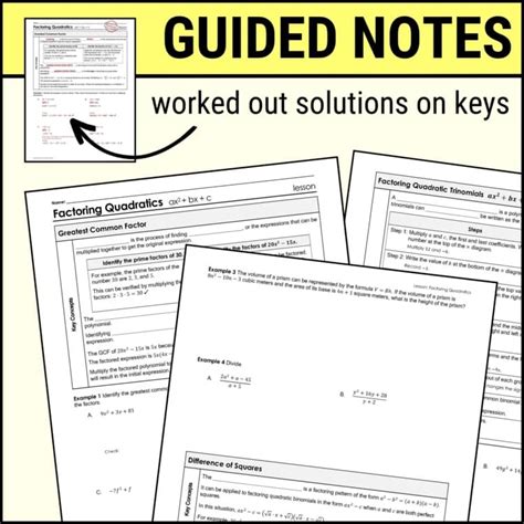Factoring Quadratics Notes Practice Video By Math Beach Solutions