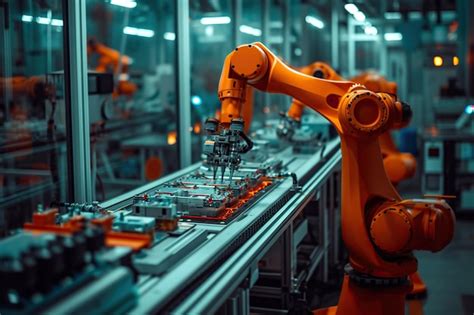 Premium Photo Automated Processes With Robotic Arms Assembling