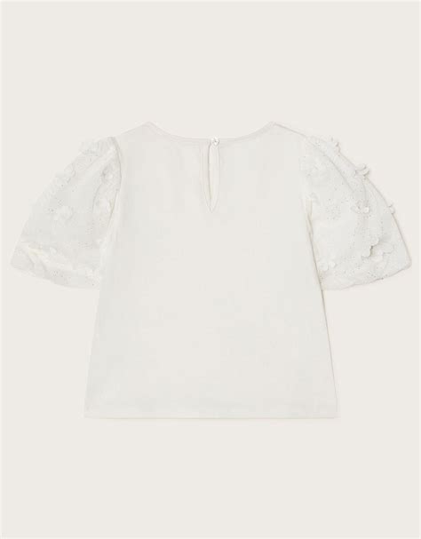 Layla Tulle Sleeve 3d Floral Top Ivory Eid Collection Monsoon Uk