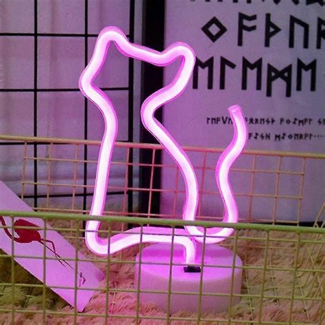 Neon Cat Light Sign Cat Neon Lights With Base Room Decor Fruugo Uk