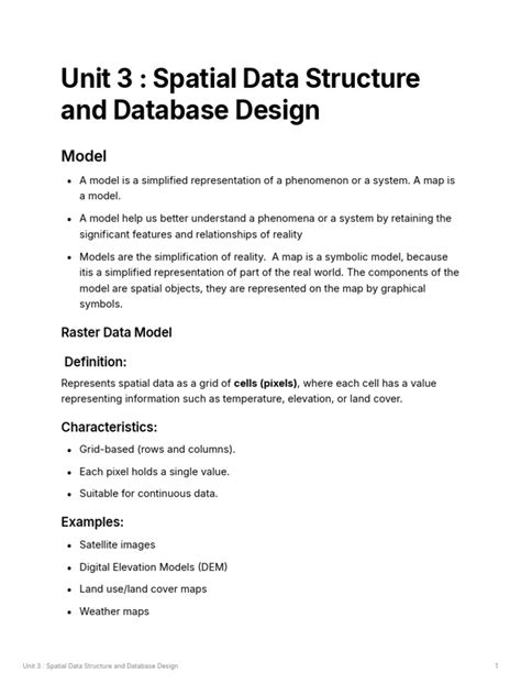 Unit 3 Spatial Data Structure And Database Design Pdf Geographic