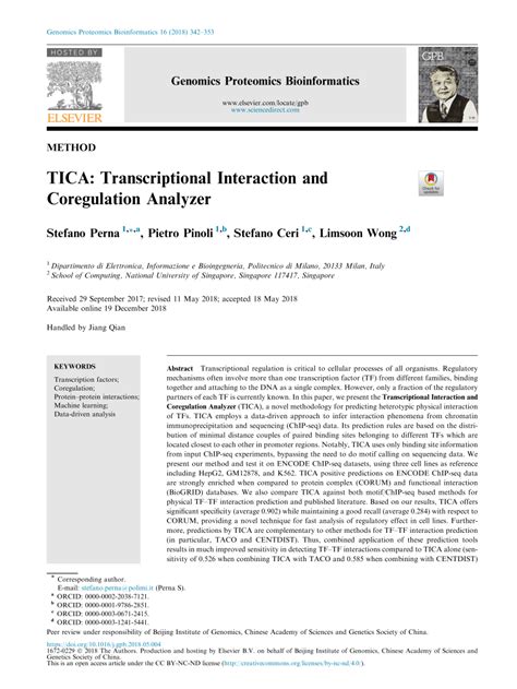 Pdf Tica Transcriptional Interaction And Coregulation Analyzer