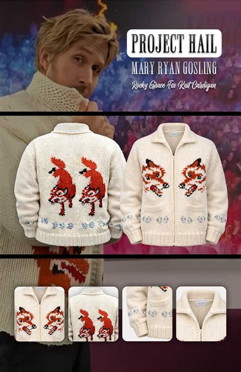 Project Hail Mary Ryan Gosling Rocky Grace Fox Knit Cardigan