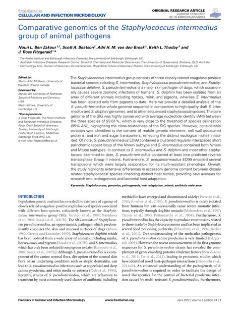 Pdf Comparative Genomics Of The Staphylococcus Intermedius Group Of