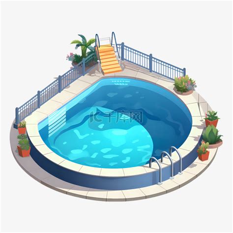 夏天泳池卡通元素素材图片免费下载 千库网