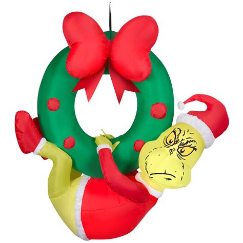 4ft Airblown® Inflatable Dr Seuss Grinch Hanging From Wreath Michaels