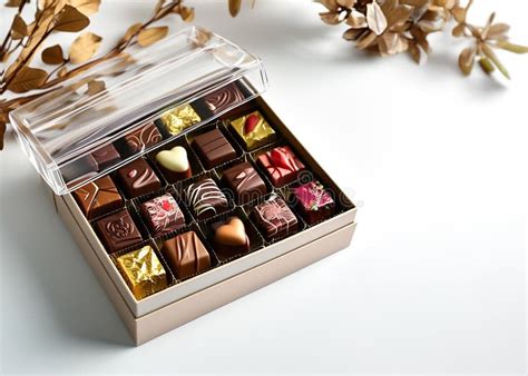 Luxurious Chocolate T Box Filled With Assorted Treats And Decorative Elements Stock
