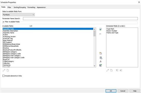 solved some of my parameters not showing in my schedule autodesk