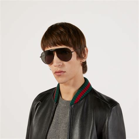 Aviator Sunglasses In Black And Grey Gucci® Sg