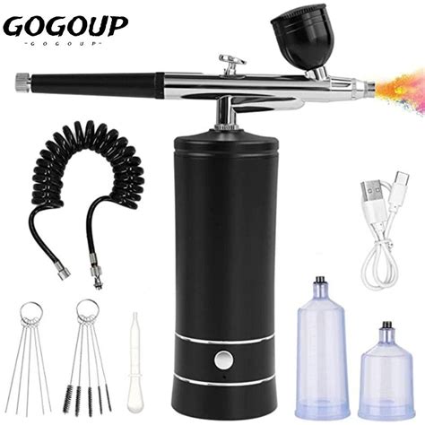 Gogoup Airbrush Nail Art Compressor มือถือ 2 รุ่น Air Brush ชาร์จ Usb แบบพกพา 360kpa หัตถกรรม