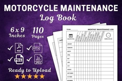 Motorcycle Maintenance Log Book For Kdp Graphic By Gemeyarts · Creative