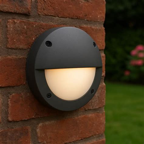 Dark Grey Security Bulkhead Wall Lights For Outdoor Garden Spaces Light Fixtures Uk