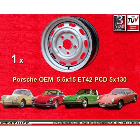 1 Jante Oe Steel 55x15 5x130 Porsche 356c Sc Carrera Gs 901 911 912 Silver