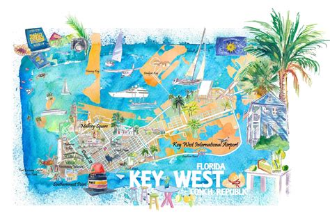 Detailed Map Key West Duo Tone Fine Art Map Of Key West Florida In