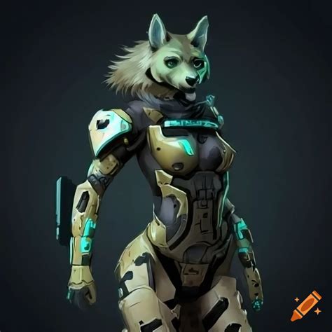 Digital Art Of A Female Anthro Soldier In Futuristic Armor