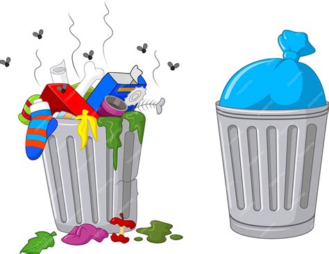 Premium Vector Illustration Of A Cartoon Trash Can