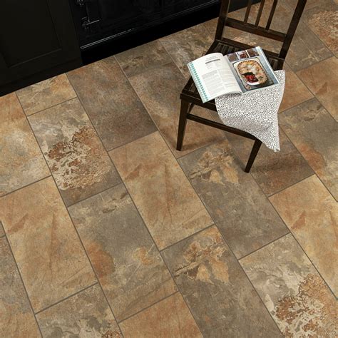 Slate Effect Vinyl Floor Tiles Dark Grey Modern Tile Style Primo Vinyl