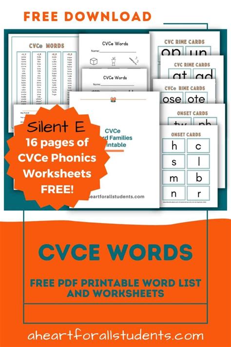 Free Cvce Word List Printable And More To Learn Silent E
